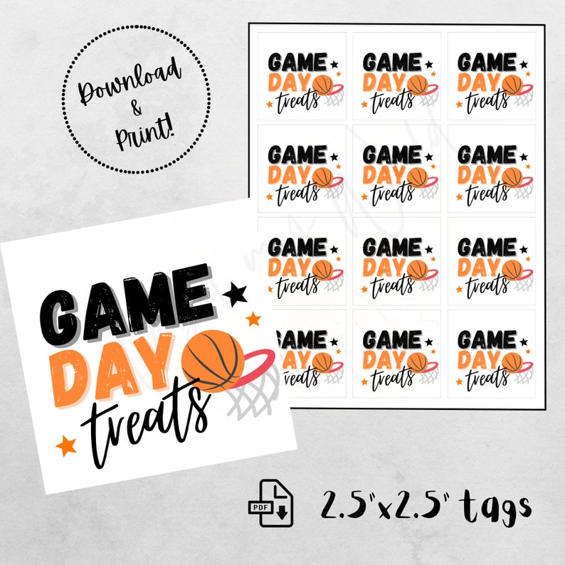Basketball Game Day Tags Game Day Treats Square Hang Tags Printable ...