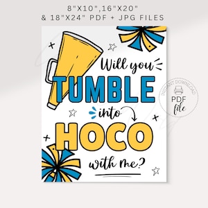Printable Cheerleader Dance Gymnastics Hoco Proposal Sign, Will You ...
