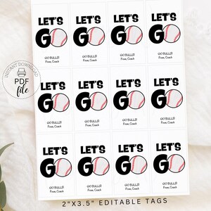 Baseball Team Let's Go Tag | Printable Baseball Good Luck Game Day ...