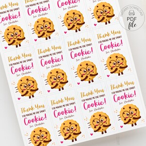 Printable Teacher/school Cookie Appreciation Gift Tag, Personalized ...