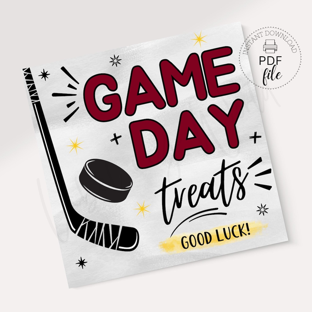 Ice Hockey Team Maroon Game Day Good Luck Treat Tag (PDF + JPG Download ...