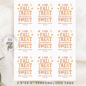 Fall Appreciation Favor Tag, A Little Fall Treat for Someone so Sweet ...