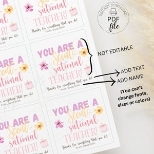 You Are a Scent-sational Teacher Gift Tag | Printable Teacher ...