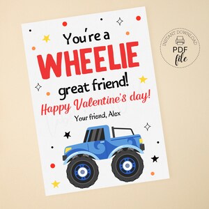 Printable Monster Truck Gift Tags, Personalized You're a Wheelie Great ...