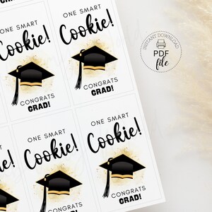 Printable One Smart Cookie Tag, High School/kindergarten Graduation ...