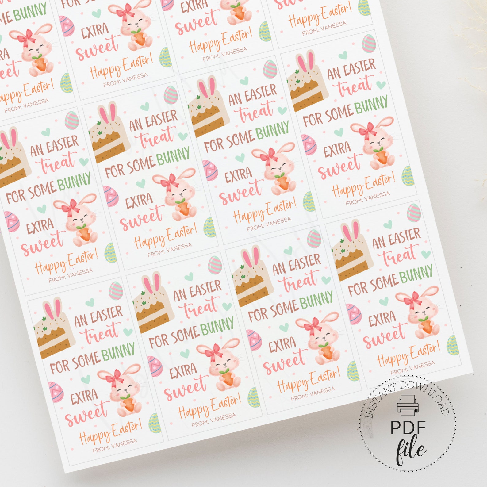 Easter Treat Gift Tag | Printable Happy Easter Favor Tag | Personalized ...