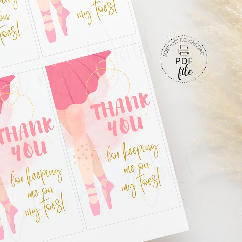 Printable Thank You for Keeping Me on My Toes Tag, Dance Teacher ...