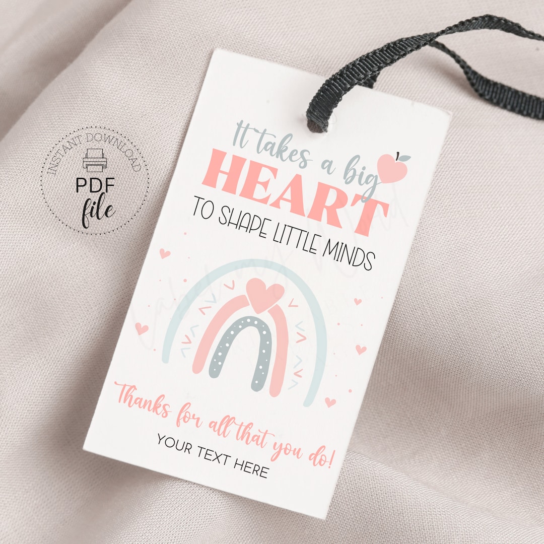 Teacher Appreciation Gift Tag | Printable School/staff Favor Tag ...