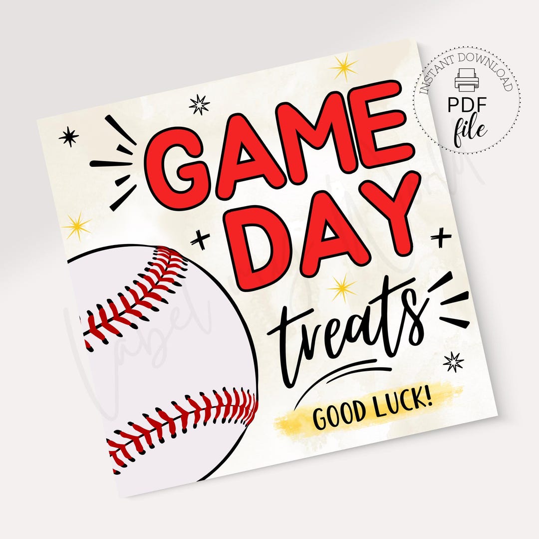 Baseball Team Red Game Day Good Luck Treat Tag (PDF + JPG Download) - Etsy