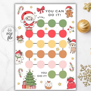 Christmas Reward Chart for Kids, Printable Santa Behavior Sticker Chart ...