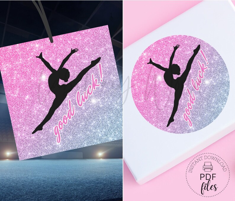 Printable Gymnastics/dance Good Luck 2, 2.5, 3 Round Labels 2.5x2.5 ...