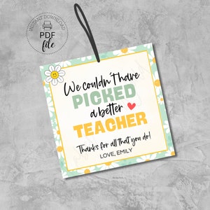 Teacher Appreciation Printable Gift Tag, Personalized Flowers Thank You ...