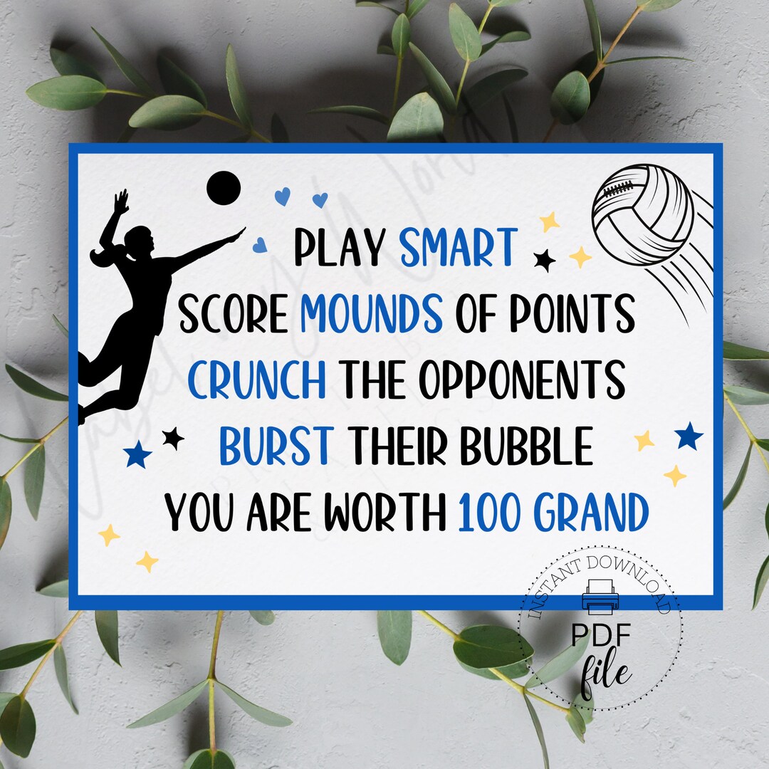 Printable Candy Gram Volleyball Tag Good Luck Volleyball Gift Tags ...