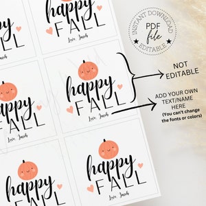 Happy Fall Printable Gift Tags | Personalized Fall/thanksgiving ...