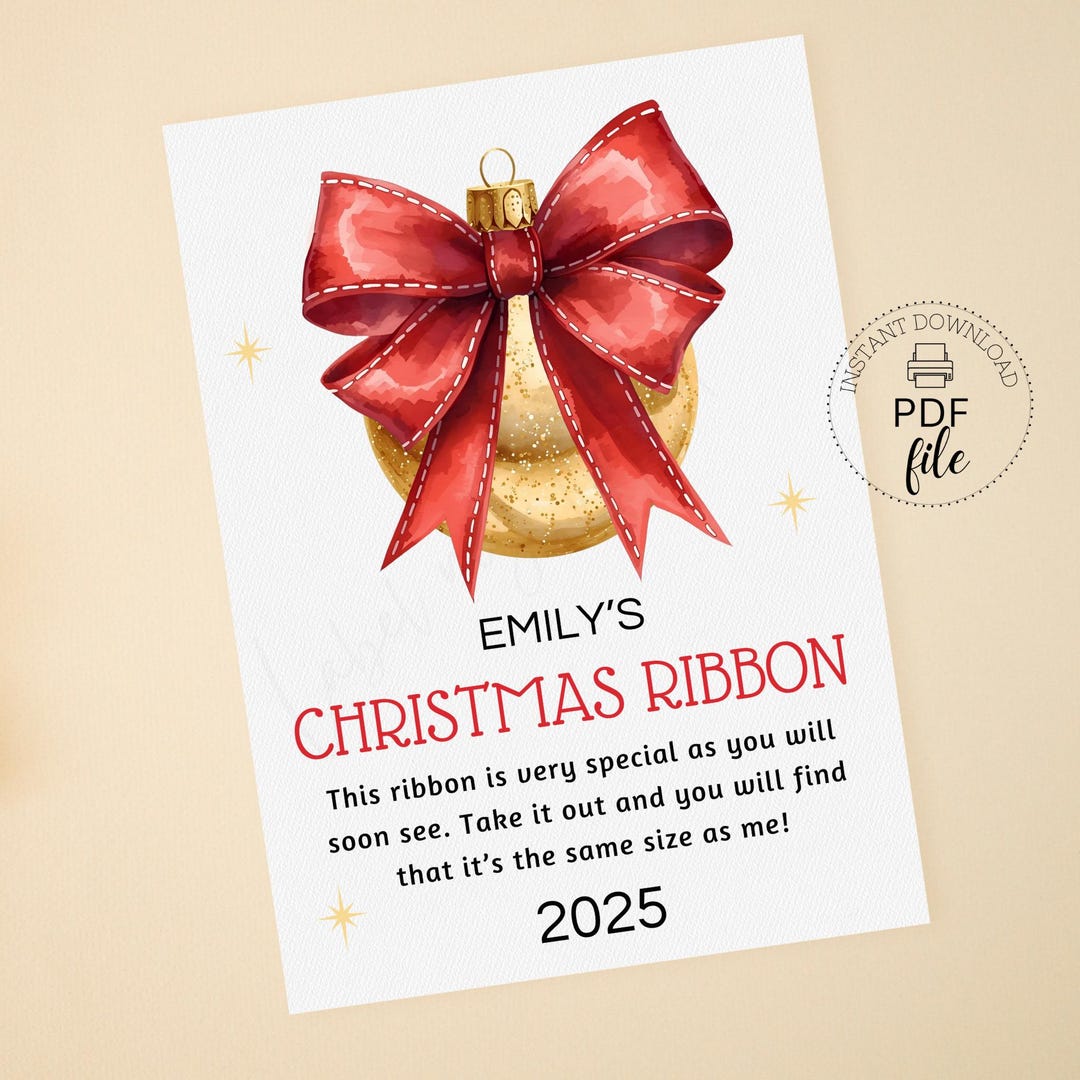 Printable Ribbon Height Keepsake Christmas Ornament Gift Tag (PDF + JPG ...