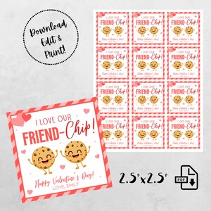 Valentine's Day Cookie Gift Tags | Printable Love Our Friend-chip Tag ...