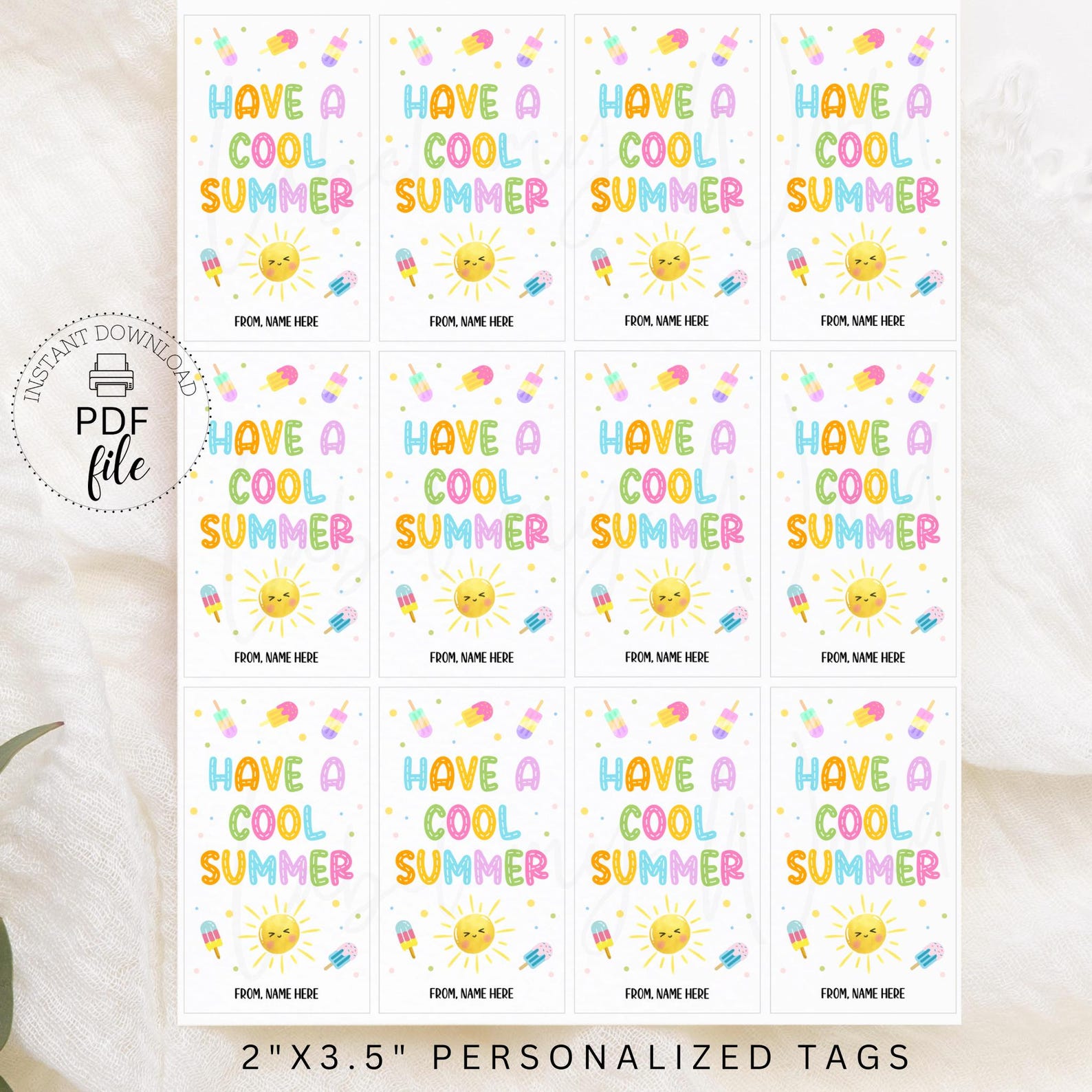 Have a Cool Summer Printable Gift Tag, End of School Year Personalized ...