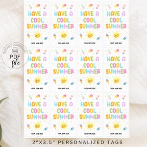 Have a Cool Summer Printable Gift Tag, End of School Year Personalized ...