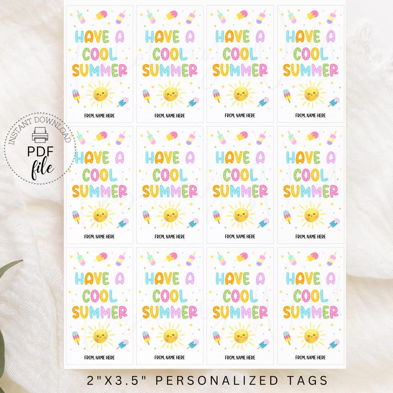 Have a Cool Summer Printable Gift Tag, End of School Year Personalized ...
