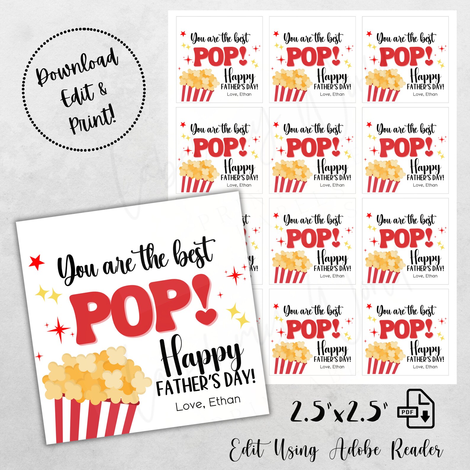 Editable Happy Father's Day Gift Tag | Printable Personalized Father's ...