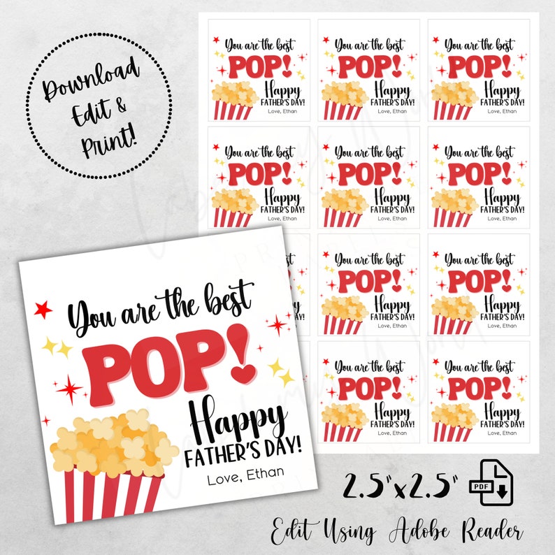 Editable Happy Father's Day Gift Tag | Printable Personalized Father's ...