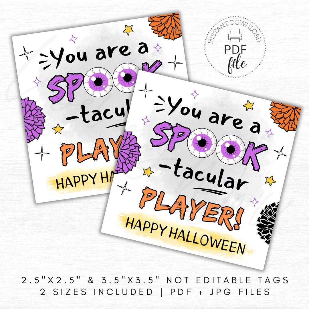 Printable You Are a Spook-tacular Player Tag, Happy Halloween Sports ...