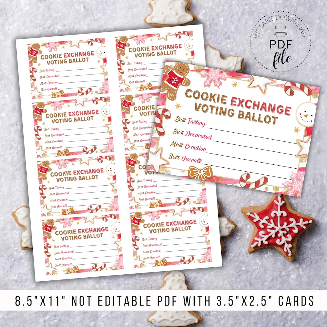 Printable Christmas Cookie Exchange Voting Ballots, Christmas Party ...