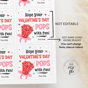 Printable Ring Candy Tag, Hope Your Valentine's Day Pops With Fun ...