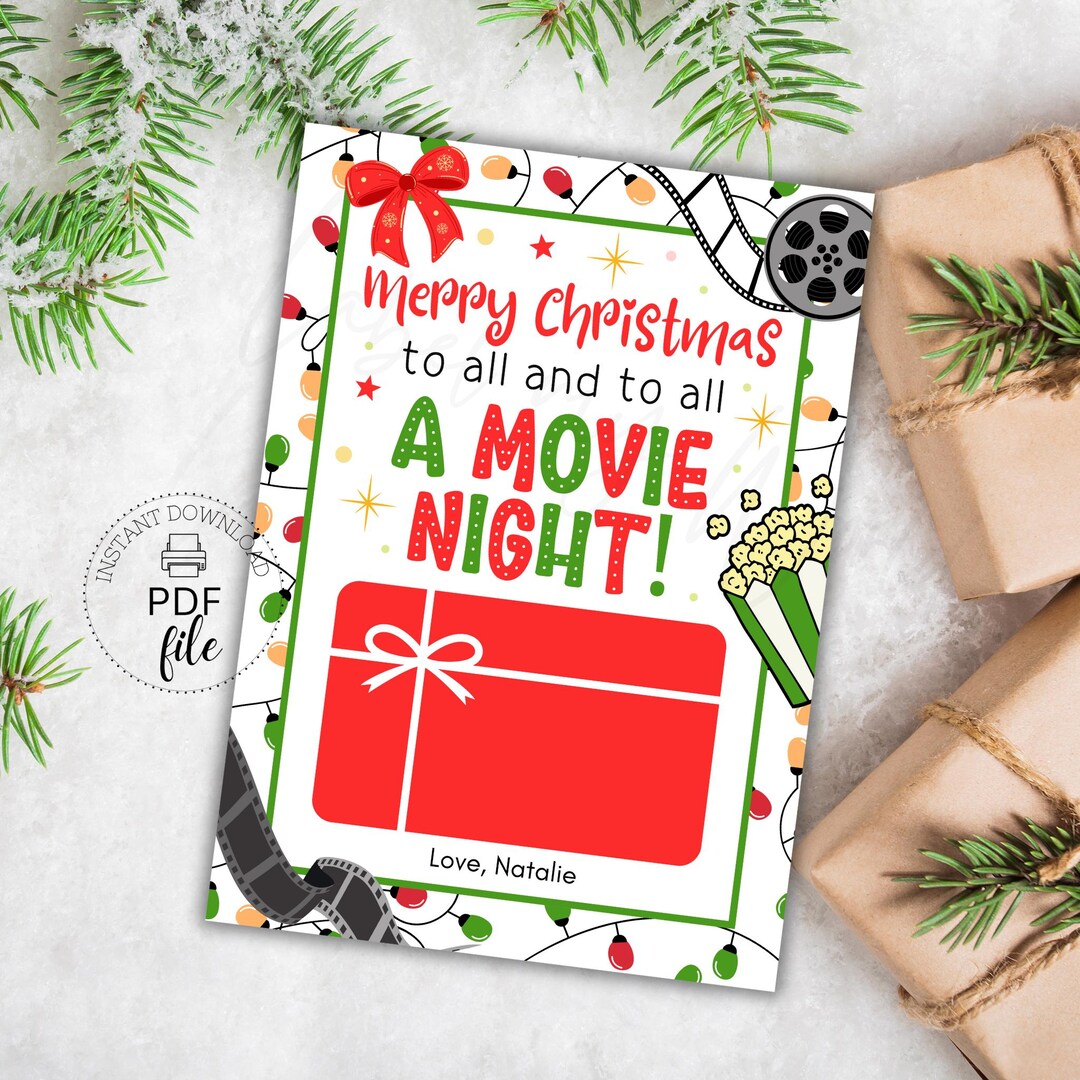 Printable Christmas Movie Theater Gift Card Holder Template, Enjoy a ...