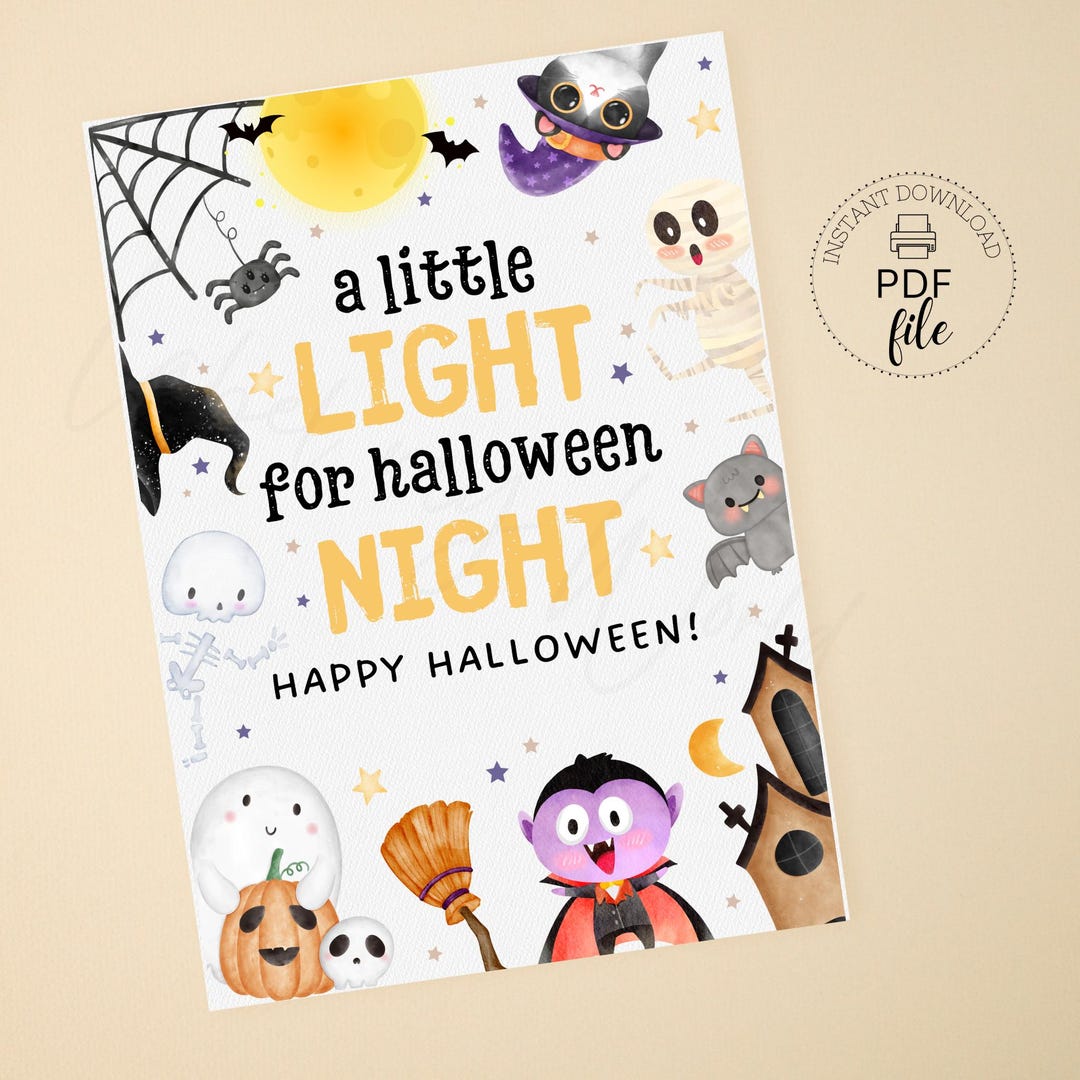 Printable Halloween Glow Stick Holder Tags, A Little Light for ...