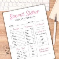Secret Sister Questionnaire Printable - Etsy