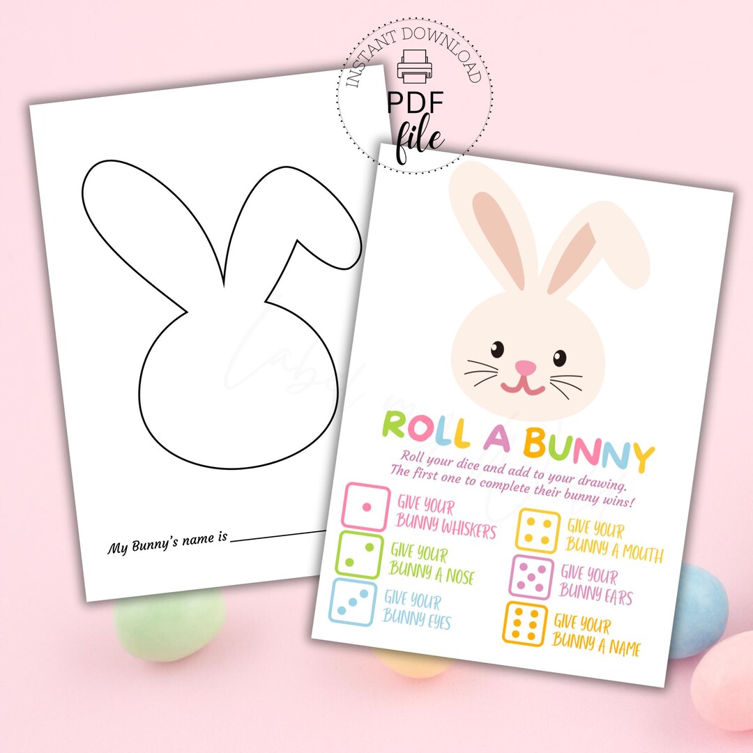 Printable Roll a Bunny Game, Easter Classroom Activity 5"x7" Cards ...