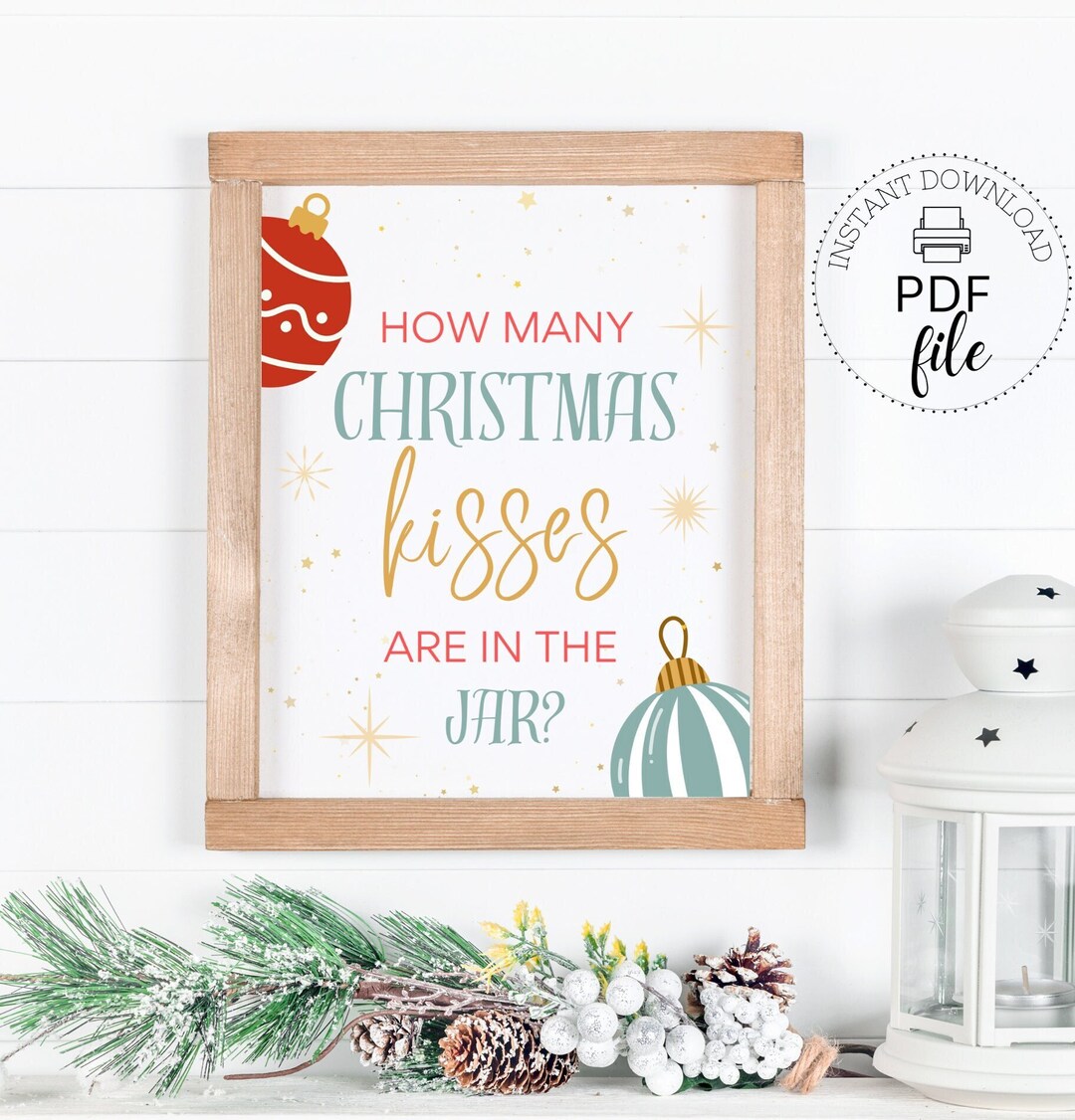 Guess How Many Christmas Kisses Are in the Jar | 8"x10" & 5"x7 ...