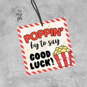 Printable Good Luck Tags, Poppin by to Say Good Luck Gift Tag, Game Day ...