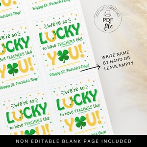 Printable St. Patrick's Day Teacher Appreciation Gift Tag, so Lucky to ...