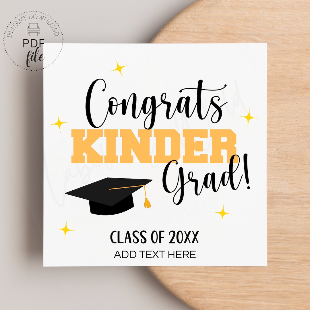Kindergarten Graduation Gift Tag | Editable Congratulations Kinder ...