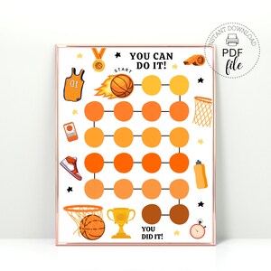 Printable Basketball Theme Reward Chart for Kids, Boys Behavior Sticker ...