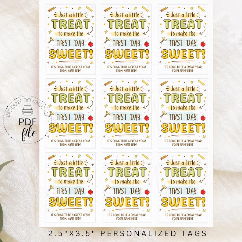 Back to School Printable Treat Tag, Just a Little Treat to Make the ...