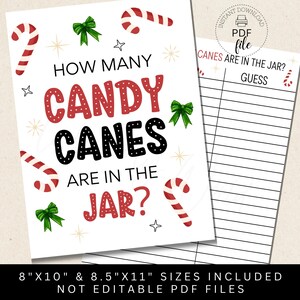 Guess How Many Candy Canes Are in the Jar, 8"x10" & 8.5"x11" Printable ...