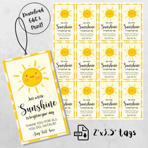 Printable Just a Little Sunshine to Brighten Your Day Gift Tag ...