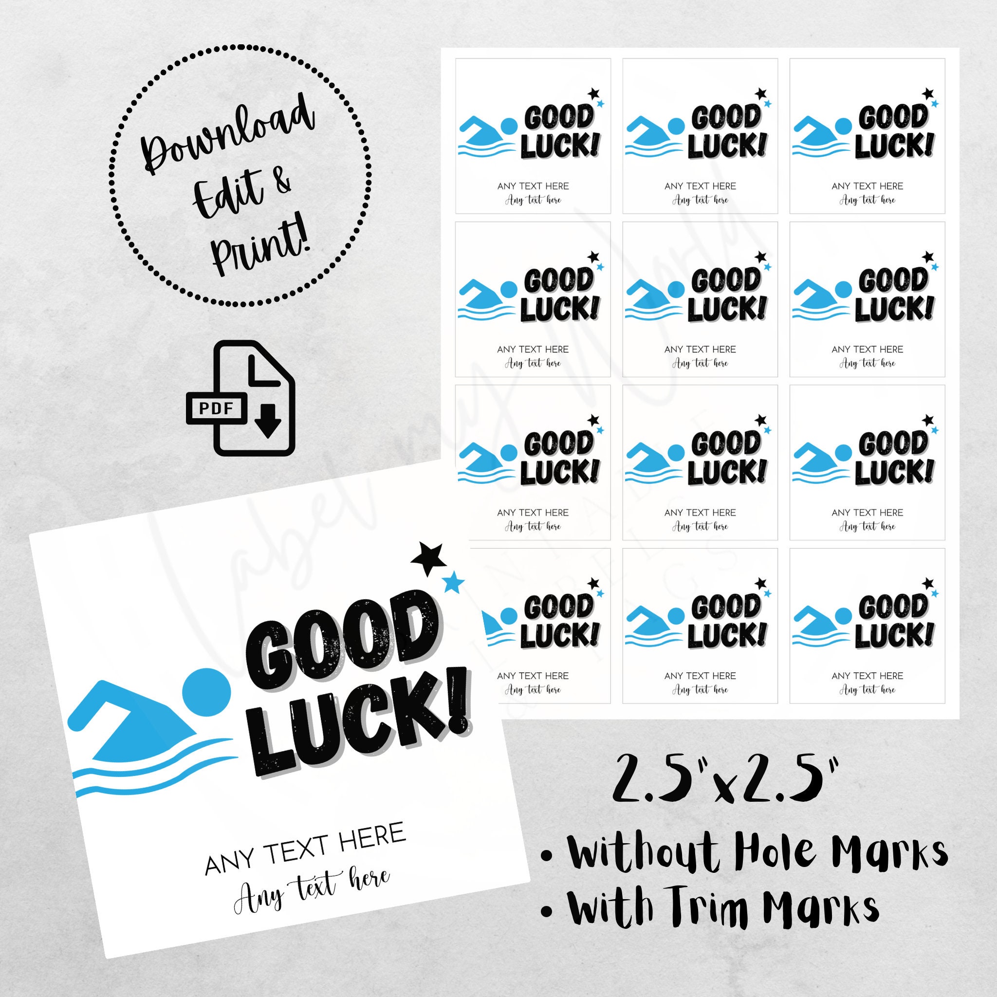Swim Team Treat Tags Printable Good Luck Tags - Etsy