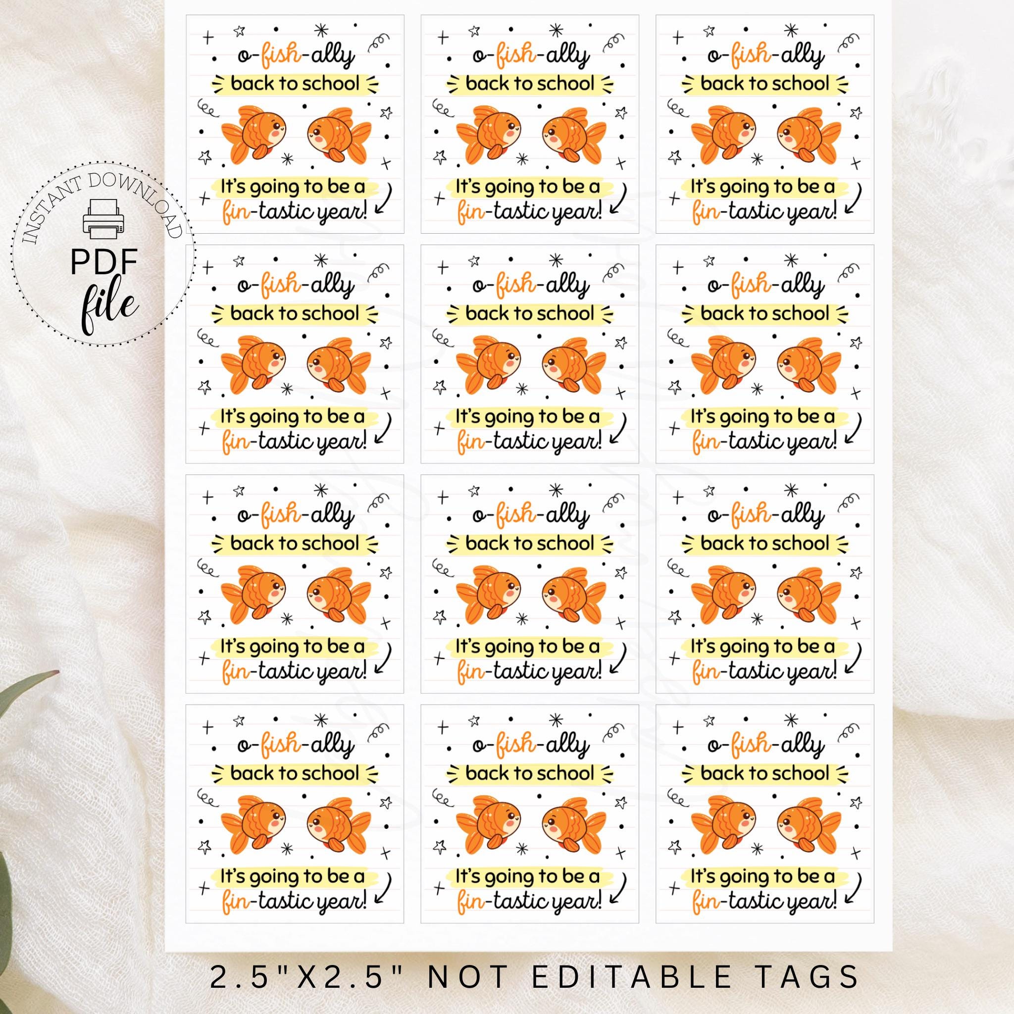 Printable Classroom Snack Goldfish Treat Tag, It's Going to Be a Fin ...