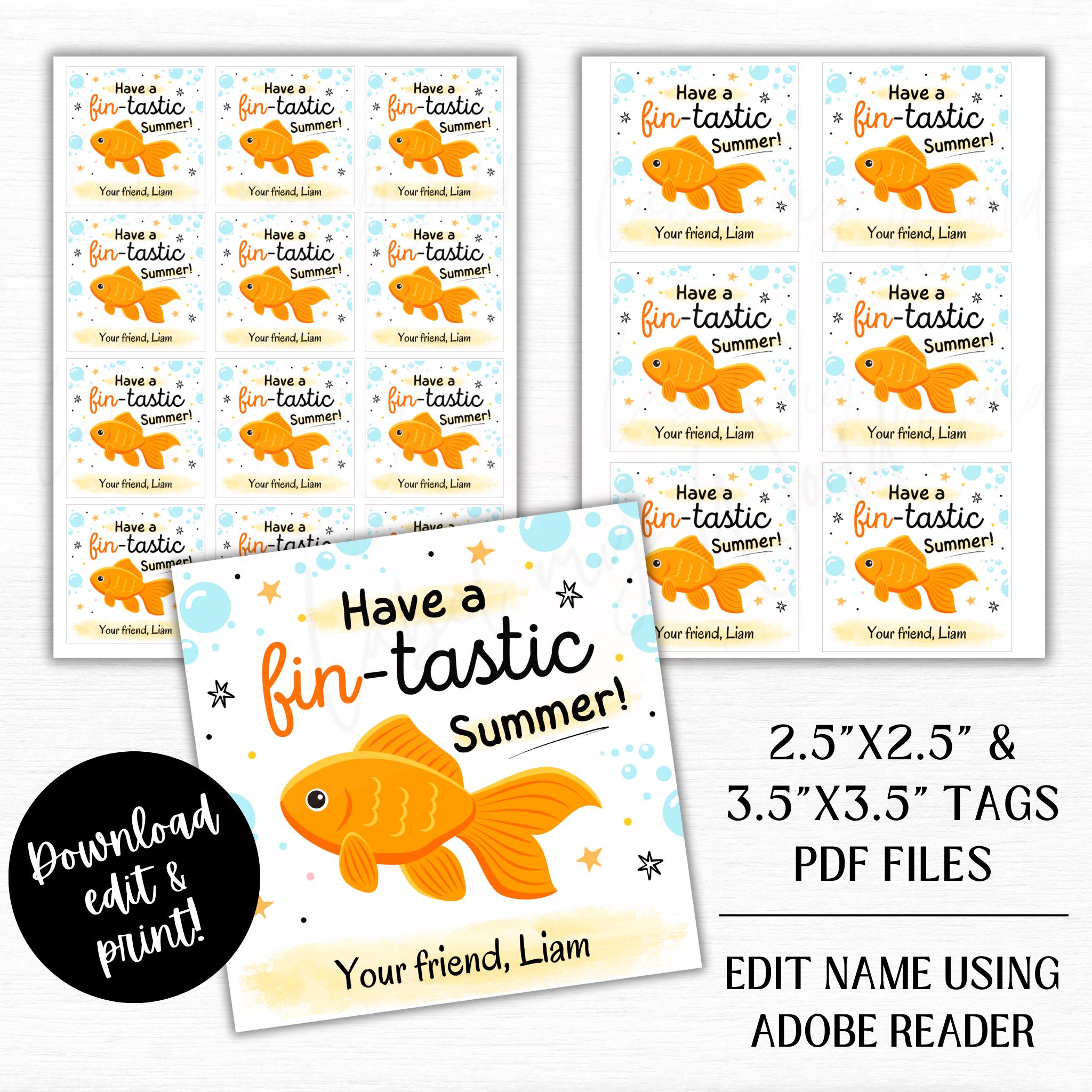 Printable Have a Fin-tastic Summer Gift Tag, Personalized Teacher ...
