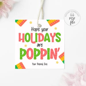 Printable Christmas Party Favor Tag, Hope Your Holidays Are Poppin' Tag ...