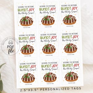 Printable Christmas Bundt Cake Treat Tag, Personalized Wishing You ...