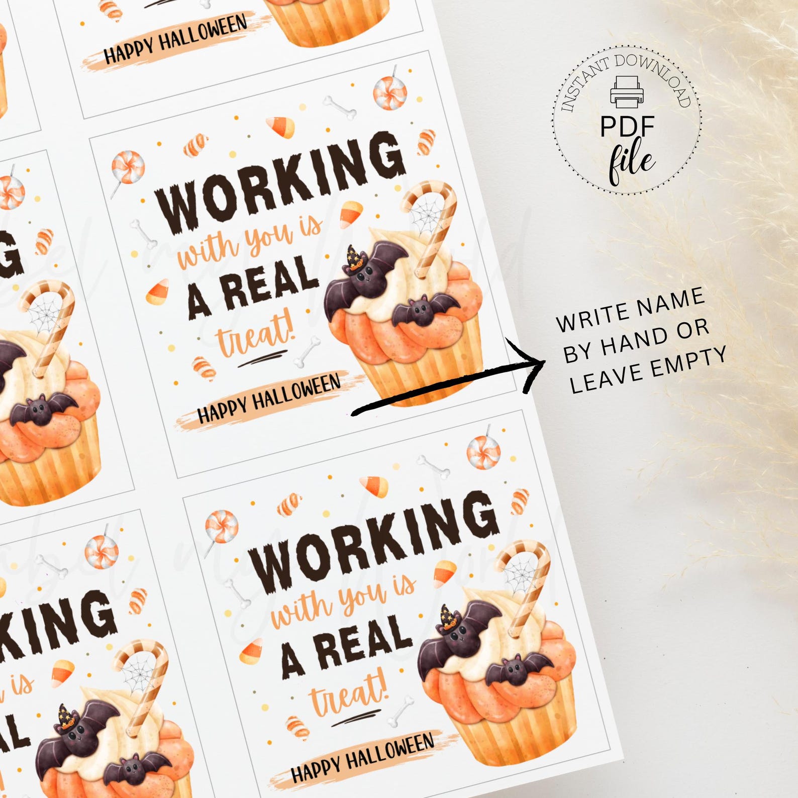 Printable Halloween Appreciation Treat Tag, Working With You is a Real ...