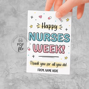 Happy Nurses Week Printable Gift Tag, Nurse Appreciation Day ...