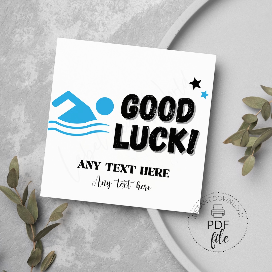 Swim Team Treat Tags | Printable Good Luck Tags | Personalized/editable ...