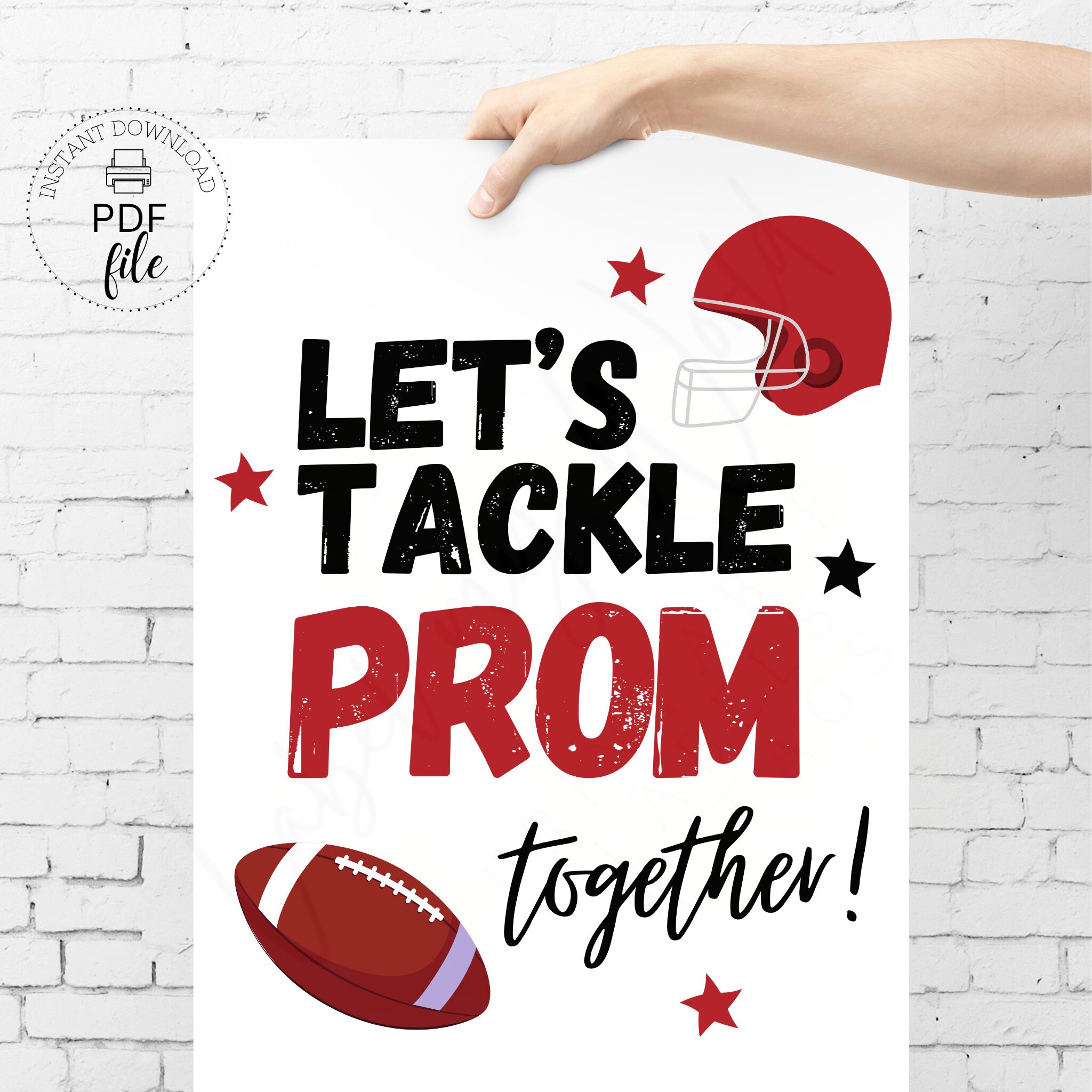 Printable Football Promposal Sign Let's Tackle PROM Together Poster ...