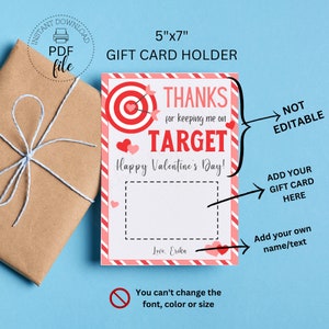 Thanks for Keeping Me on Target, Happy Valentine's Day Gift Card Holder ...